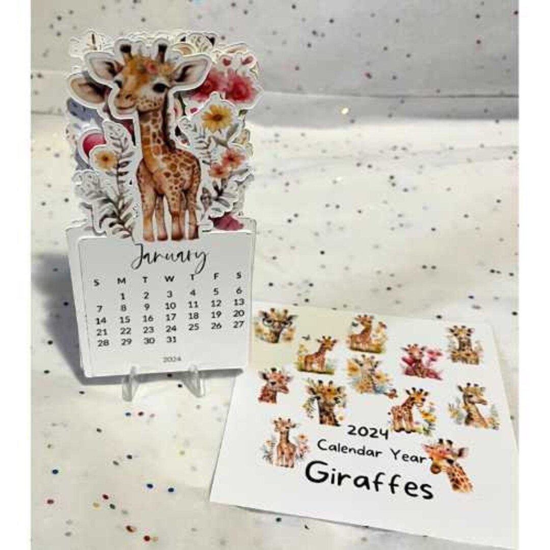 2024 Giraffe Cut Desk Calendar - Etsy