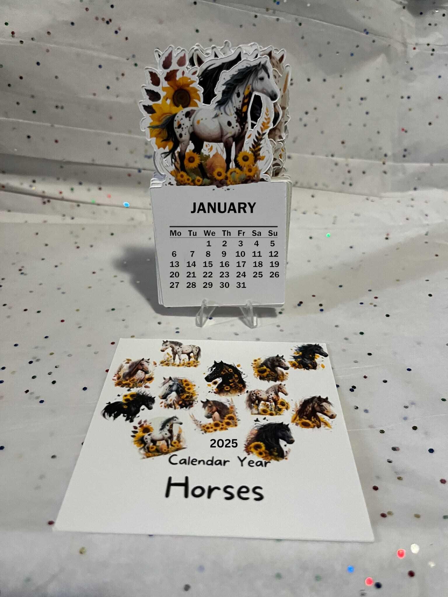 Sunflower Horse Die Cut Desk Calendar 2025 W/ Stand - Etsy