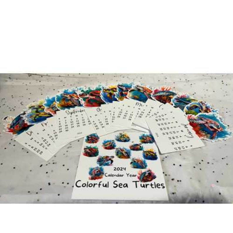 2024 Colorful Turtle Cut Desk Calendar - Etsy