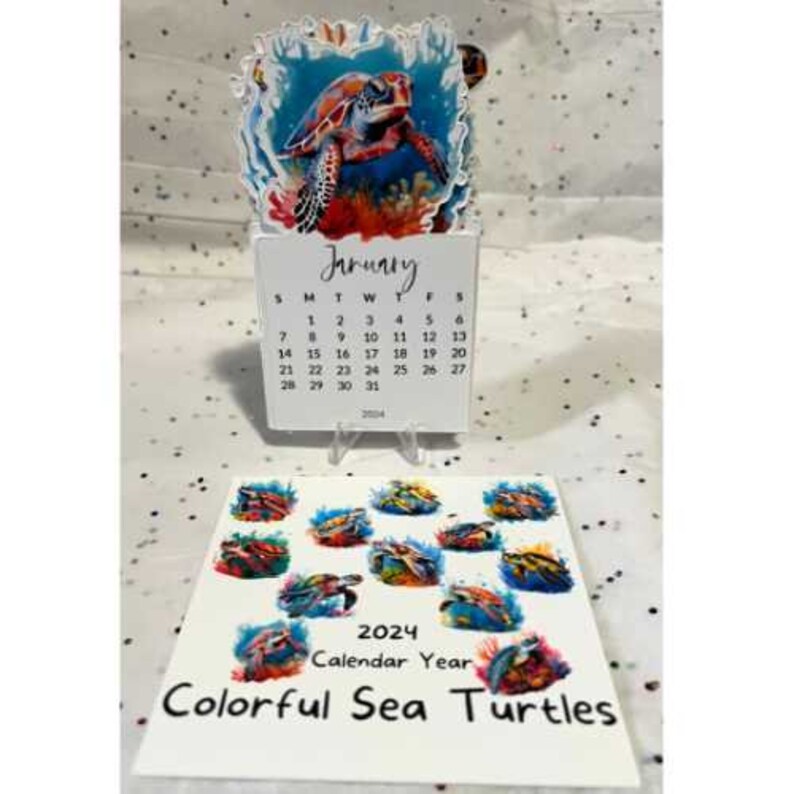 2024 Colorful Turtle Cut Desk Calendar - Etsy