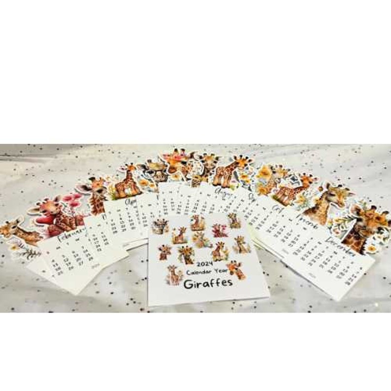 2024 Giraffe Cut Desk Calendar - Etsy