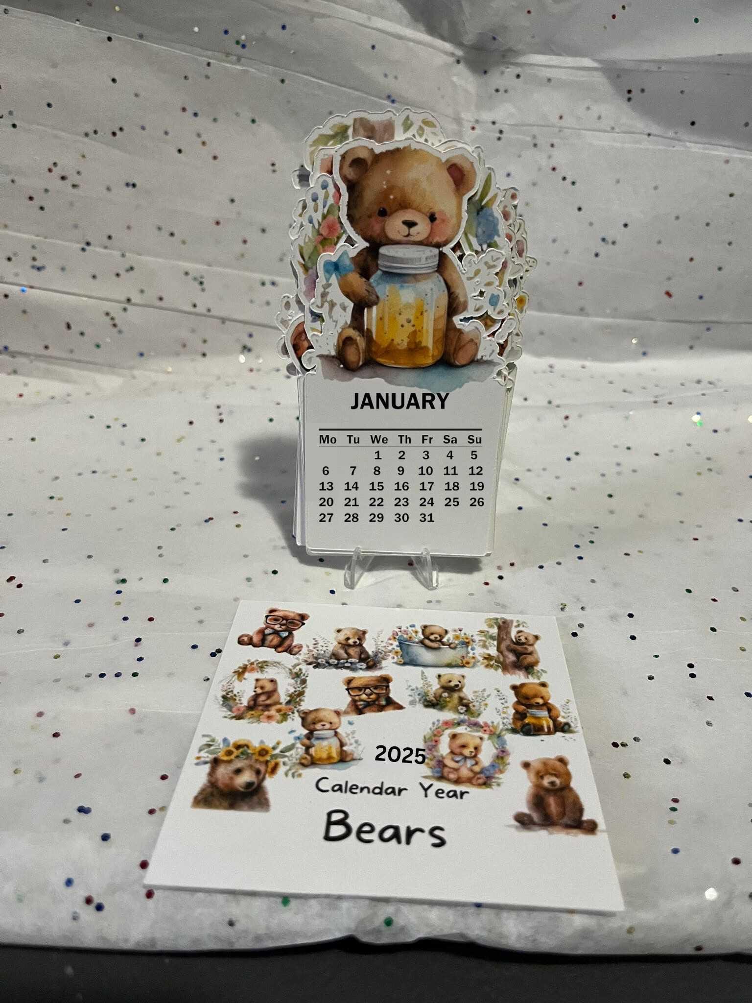 Bear Die Cut Desk Calendar 2025 W/ Stand - Etsy