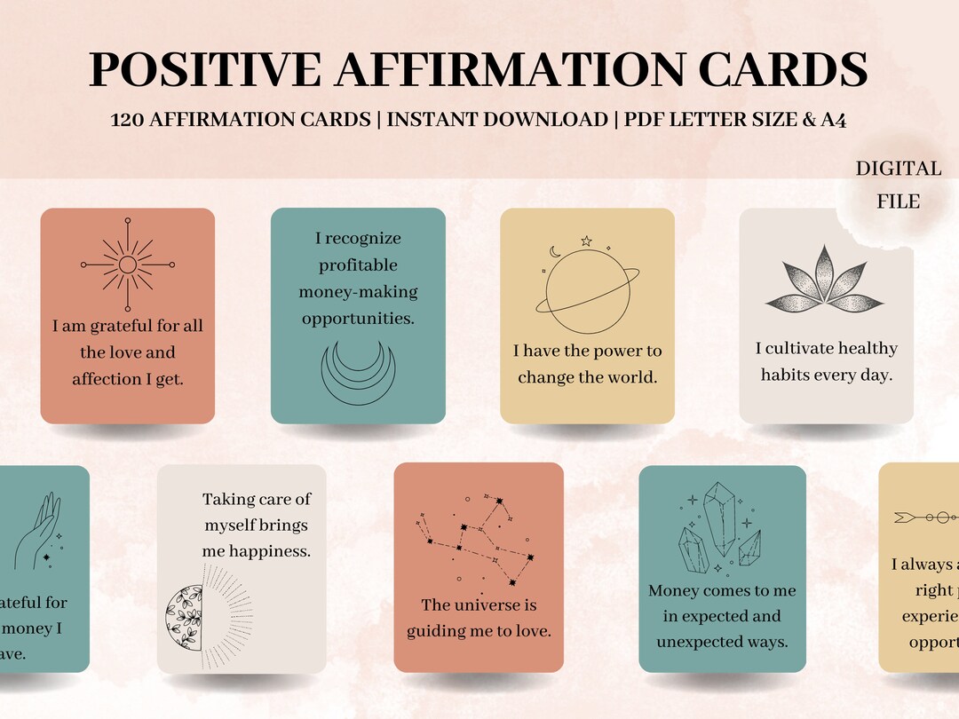 Positive Affirmation Cards for Self-care Printable Self-love Card Deck ...