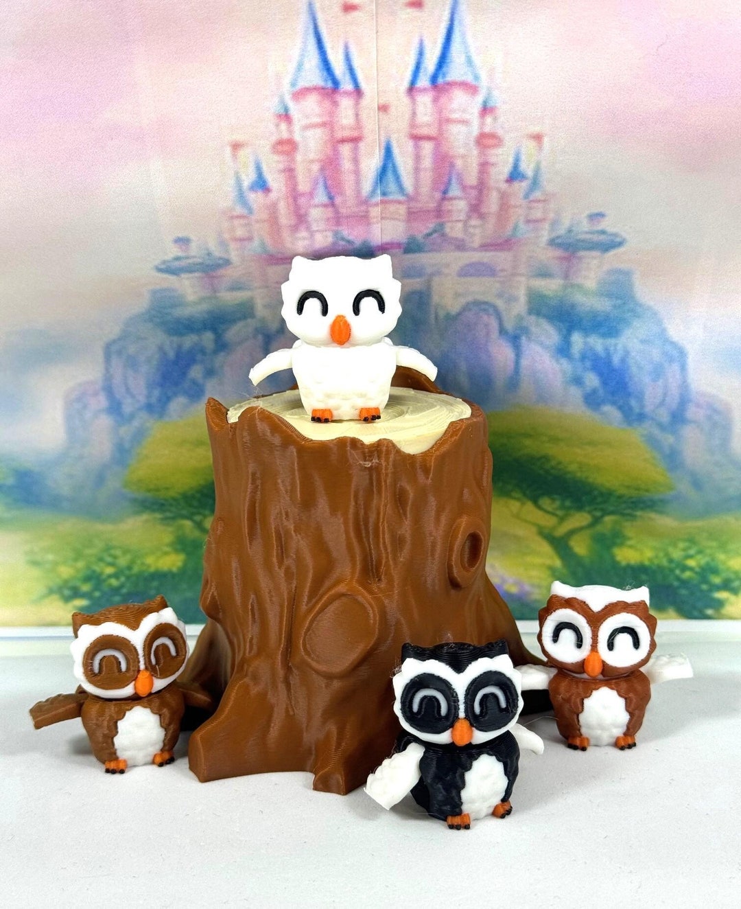 Mini Owl, 3D Printed Baby Owl Wiggly Pal 4 Pcs 3D Print Fidget Toy ...