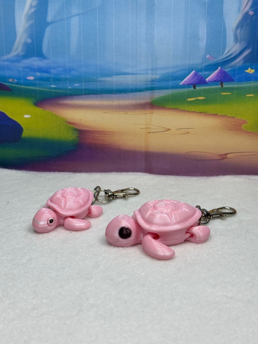 2 Pcs Turtle Key Ring 3D Printed Pink Turtle Keychain, Party Favors ...