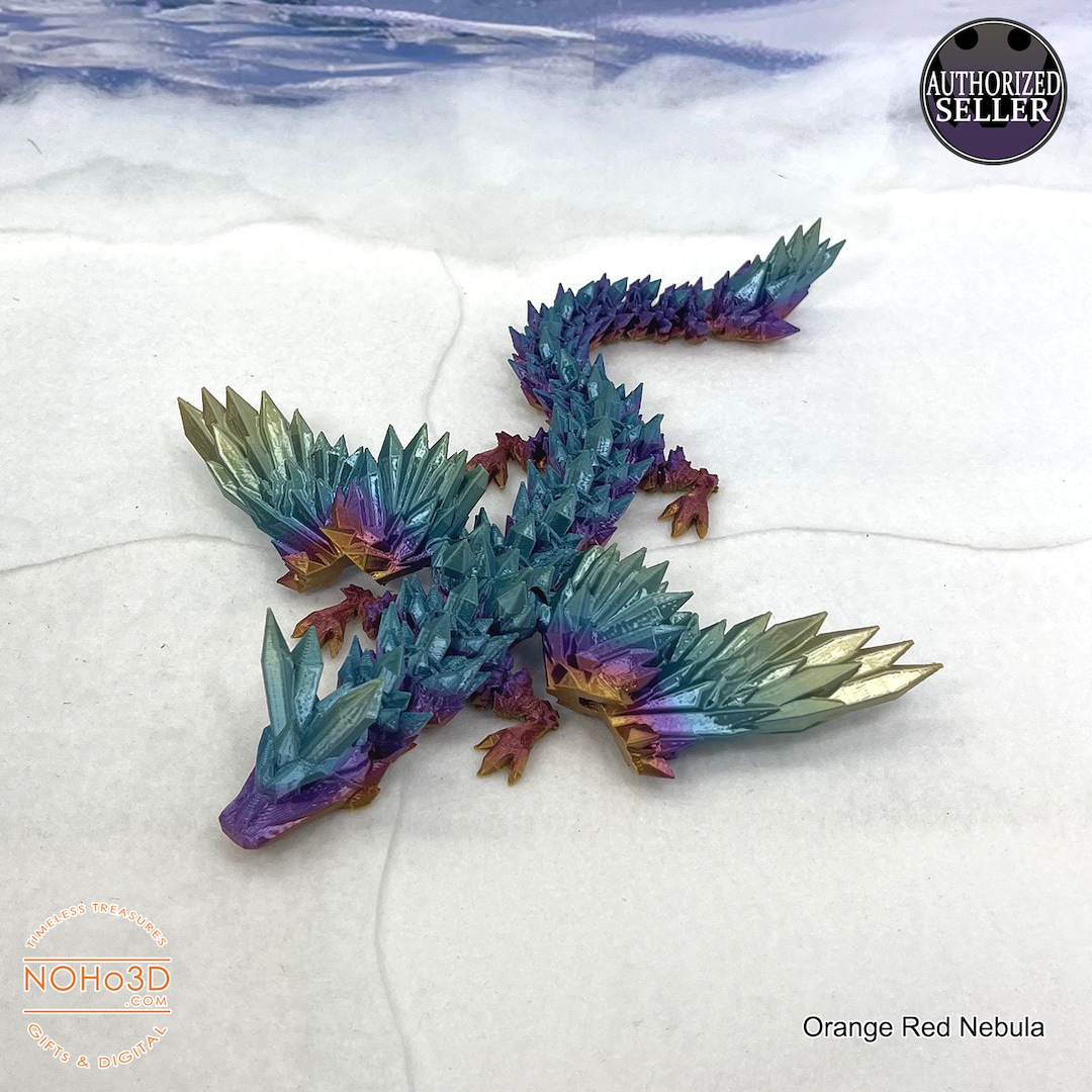 Rainbow Color Crystal Winged Dragon and Baby Dragon Shiny Silk ...