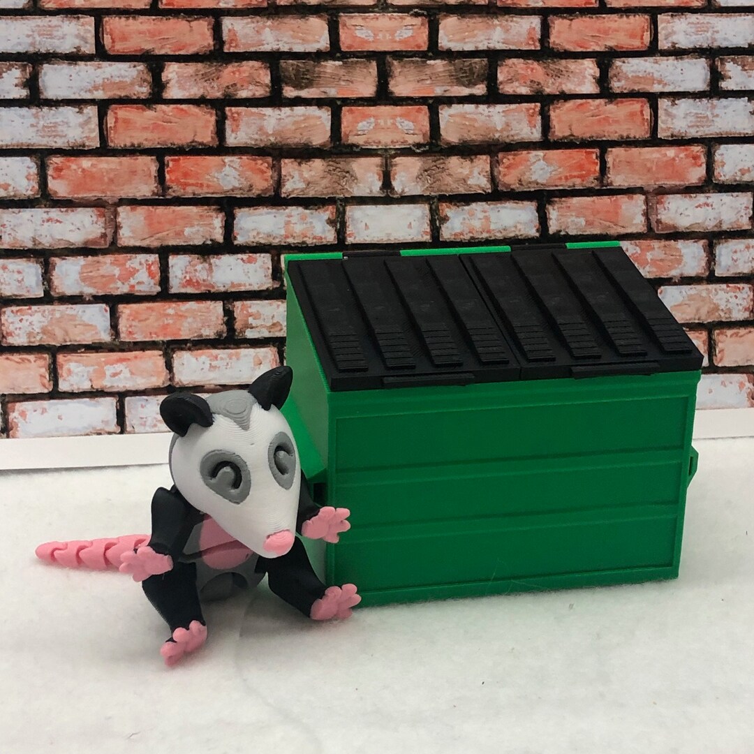 Articulated Opossum With Dumpster Bin, 3D Printed Opossum Toy, Fidget ...