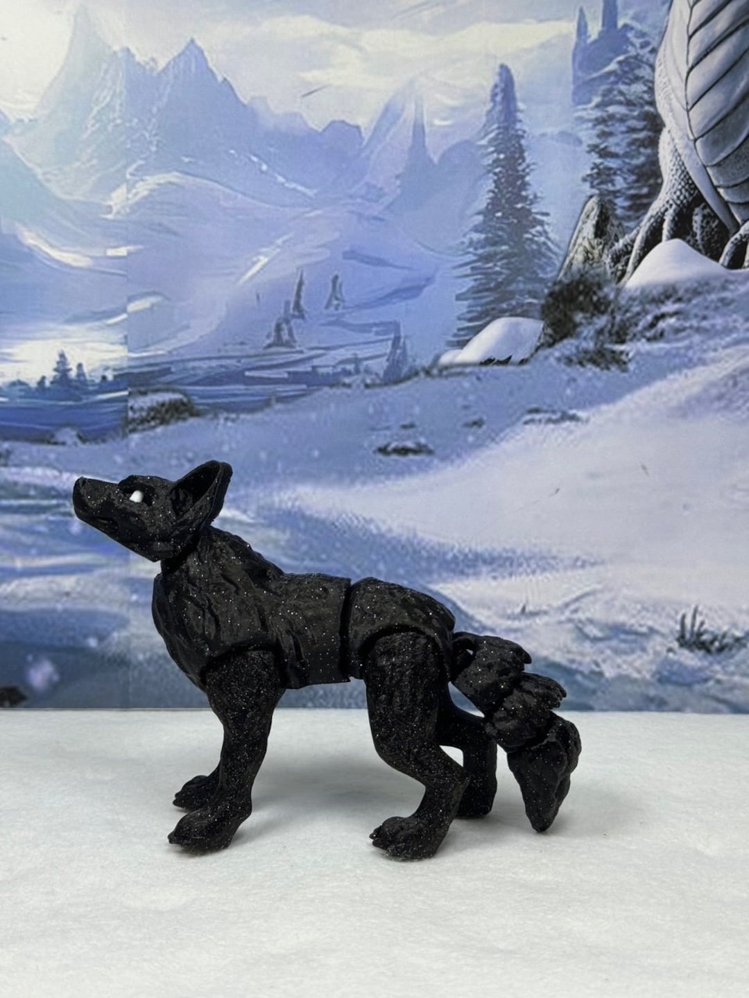3D Printed Wolf Galaxy Black Articulated Wolf Flexible Poseable Wolf ...