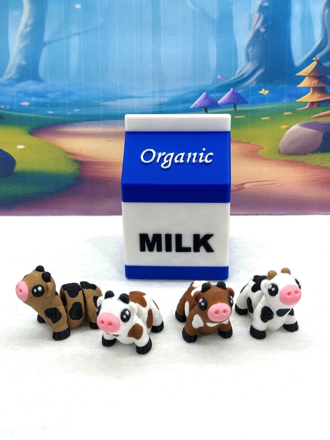 Baby Cows, 3D Printed Miniature Cows With Milk Carton, Articulated ...