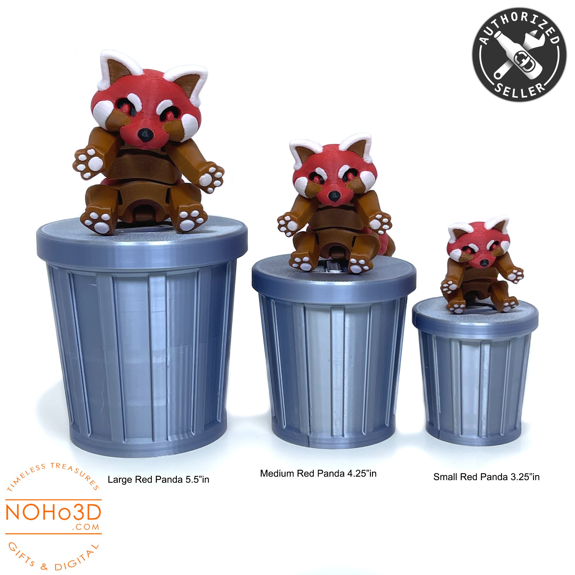 Articulated Red Panda With Trash Can, 3D Printed Red Panda, Trash Panda ...