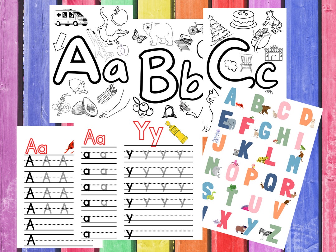 ABC Colouring Pages, Handwriting Practice and Alphabet Poster for ...