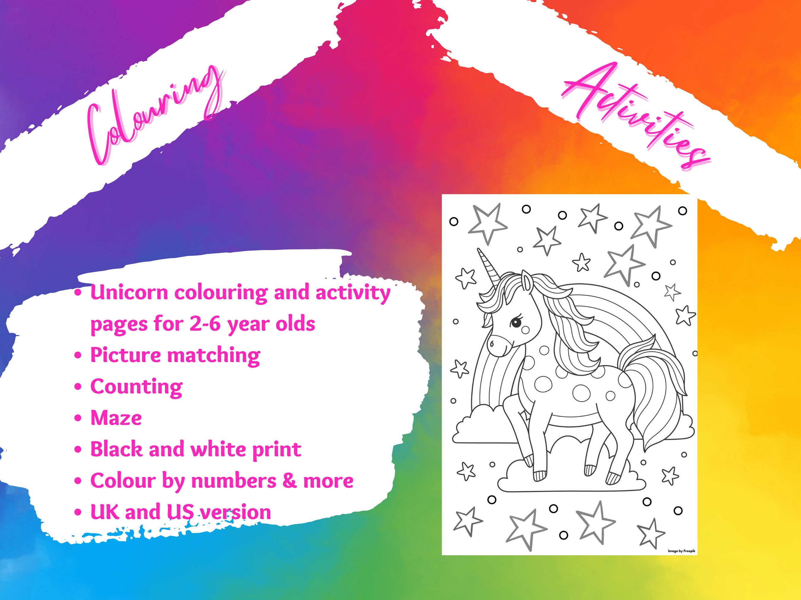 Printable Unicorn Activity Sheets, UK & US Spellings, Unicorn Colouring ...