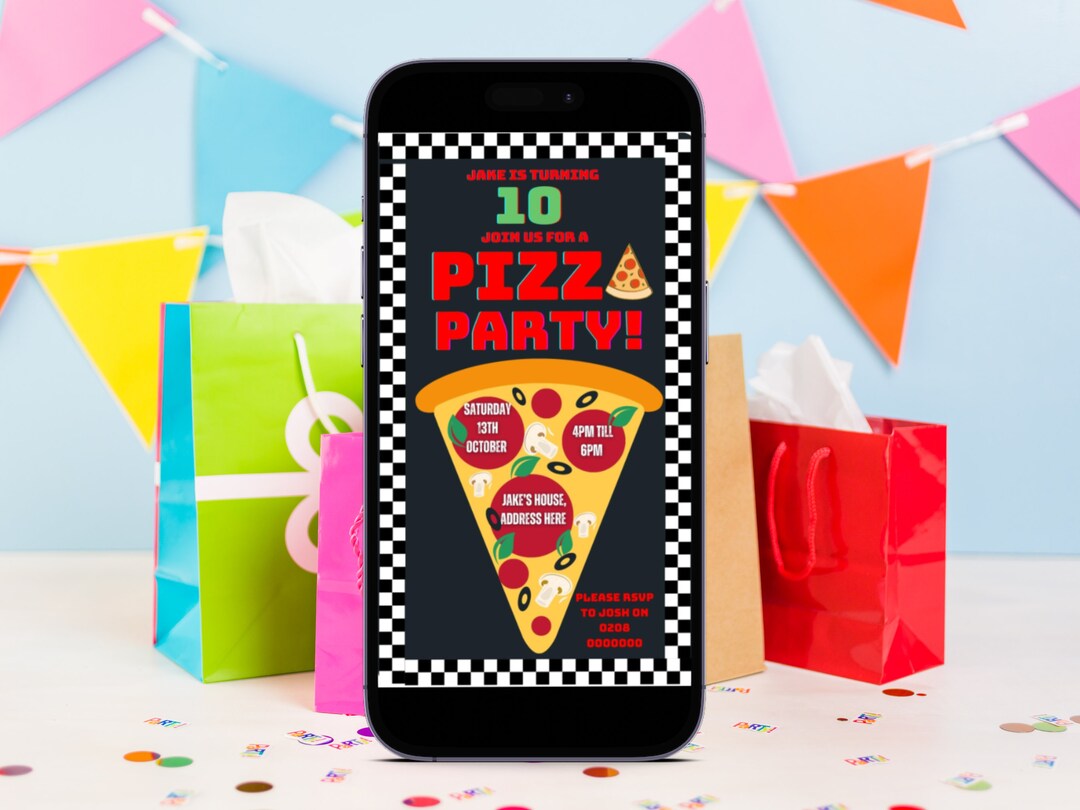 Pizza Party Editable Invite, Digital Pizza Party Birthday Invitation ...