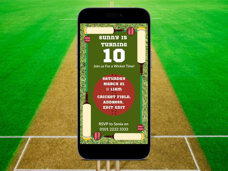Cricket Party Birthday Invitation for Phone, DIY Canva Template ...