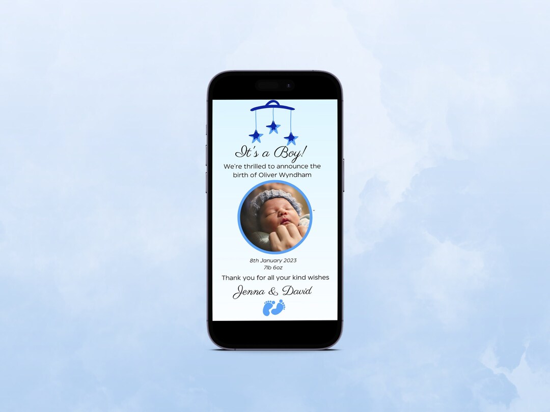 Birth Announcement Template | New Baby Announcement for Mobile Phone ...