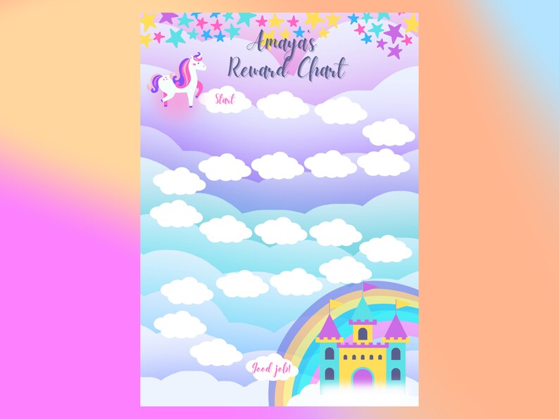 Printable Unicorn Reward Chart, Personalised Behaviour Chart, Behaviour ...
