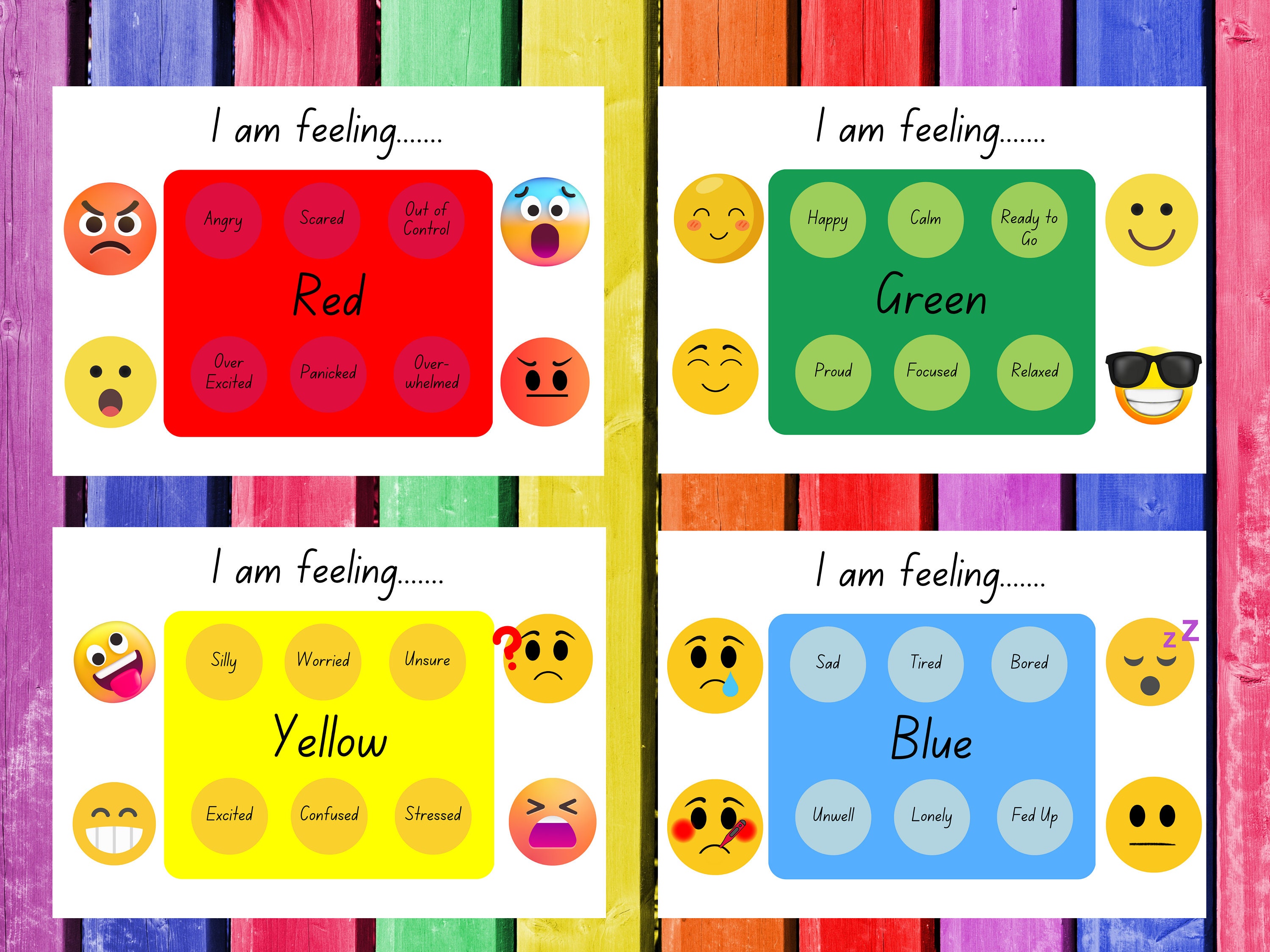 Printable Emotions and Feelings Posters, Colours and Emotions for Kids ...