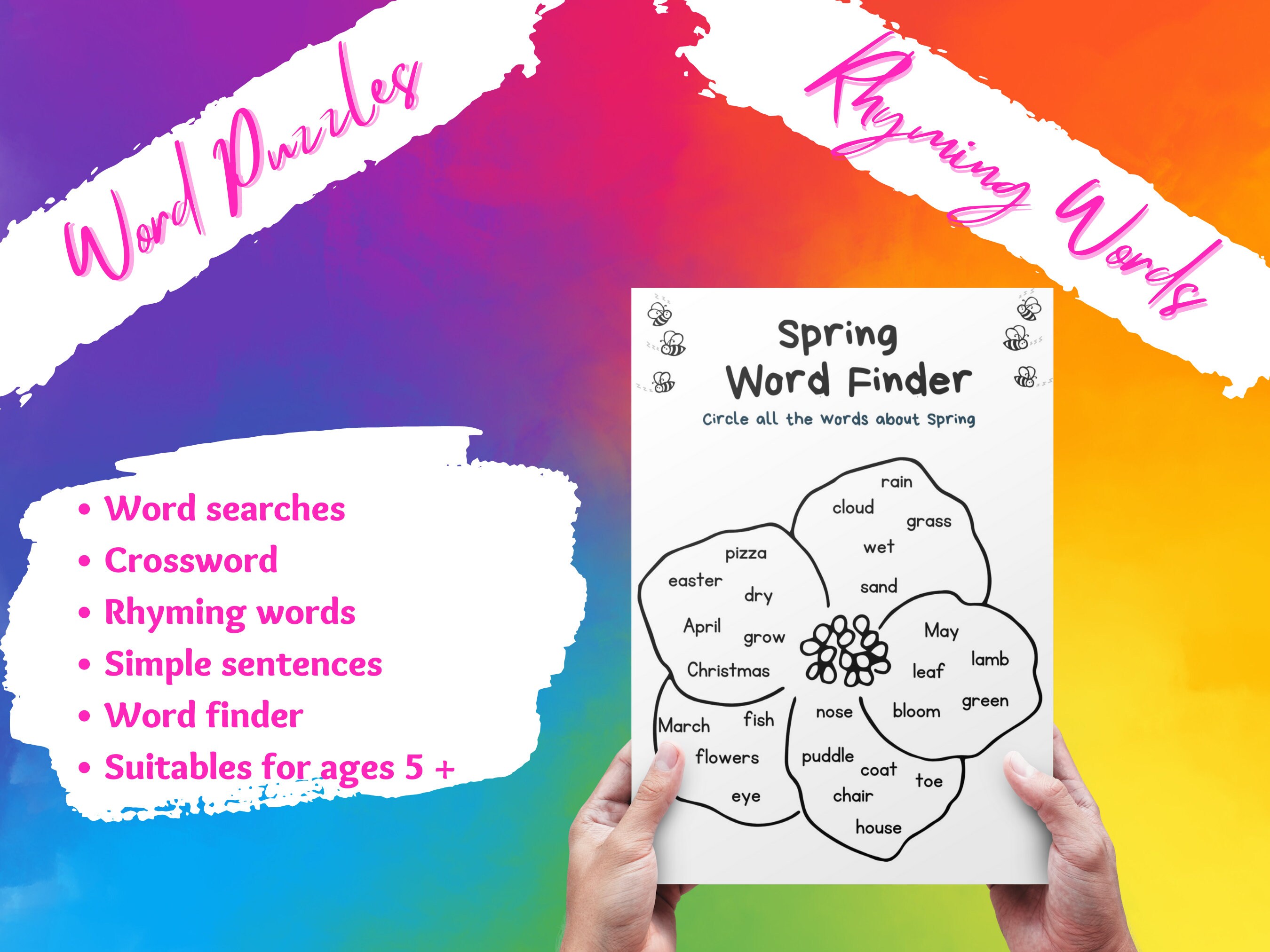 Printable Spring Word Puzzles and Activities, Ages 5 to 7, Spring ...