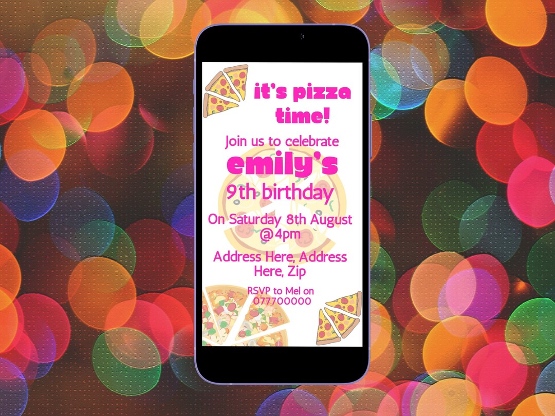 Animated Pizza Party Editable Invite, Digital Pizza Party Birthday ...