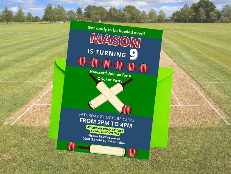 Cricket Party Birthday Invite, Print at Home for Cricket Themed Party ...