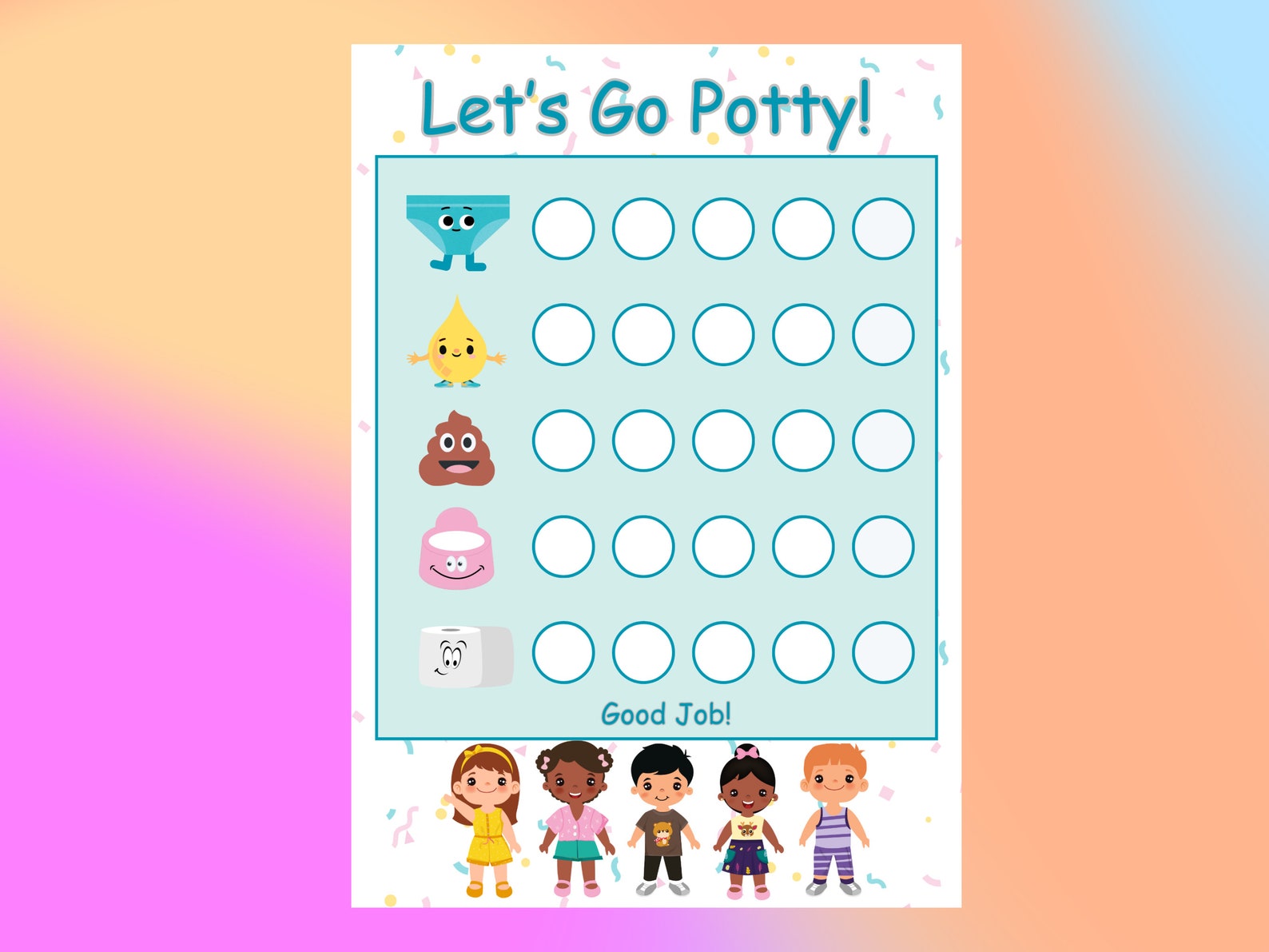 Printable Potty Training Chart, Easy Potty Chart for Kids, Nonverbal ...