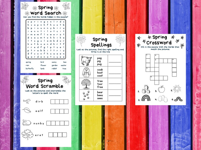 Printable Spring Word Puzzles and Activities, Ages 5 to 7, Spring ...