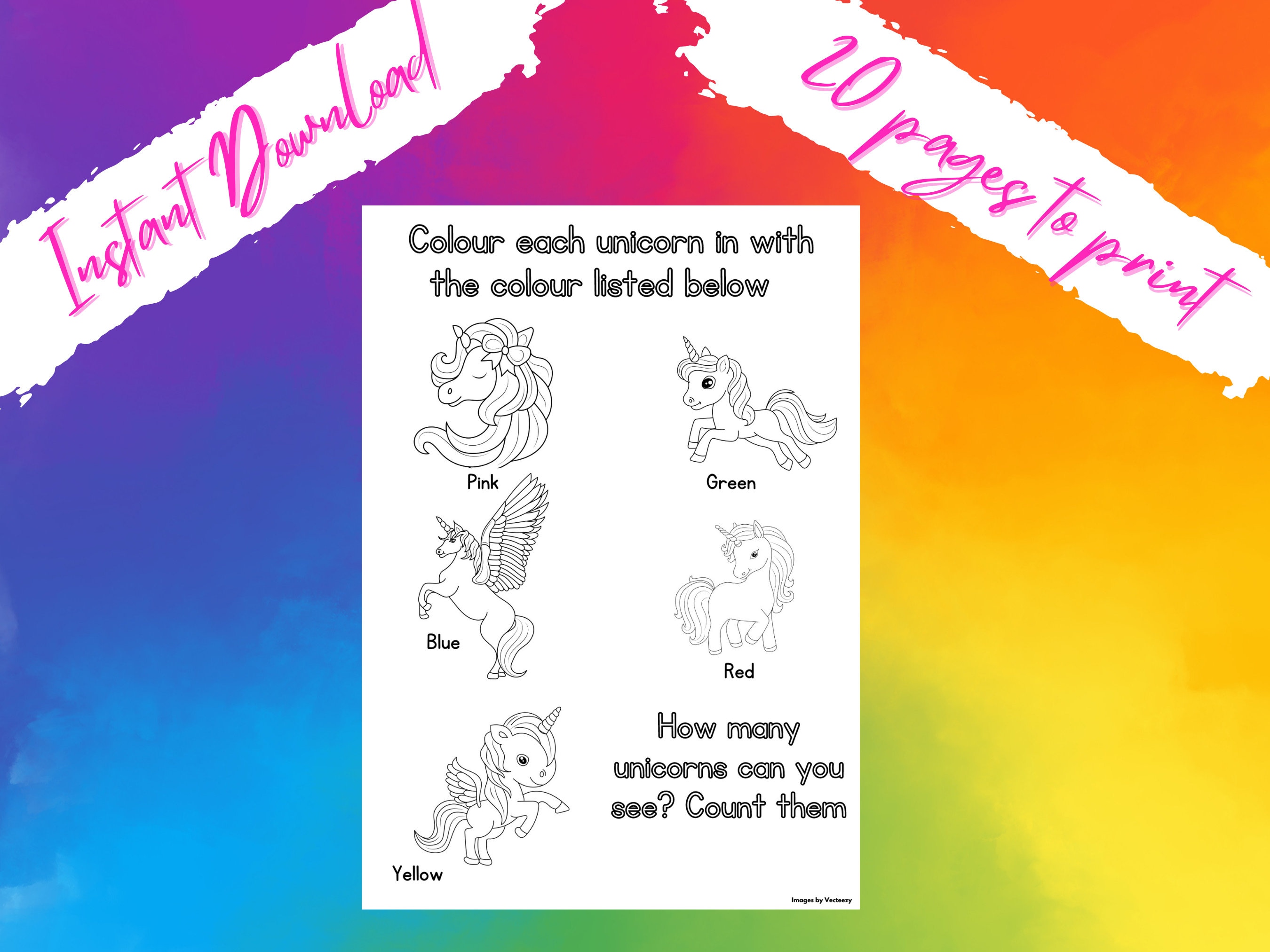 Printable Unicorn Activity Sheets, UK & US Spellings, Unicorn Colouring ...
