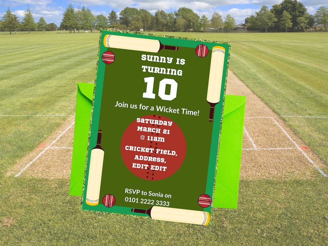 Cricket Party Birthday Invitation for Phone, DIY Canva Template ...