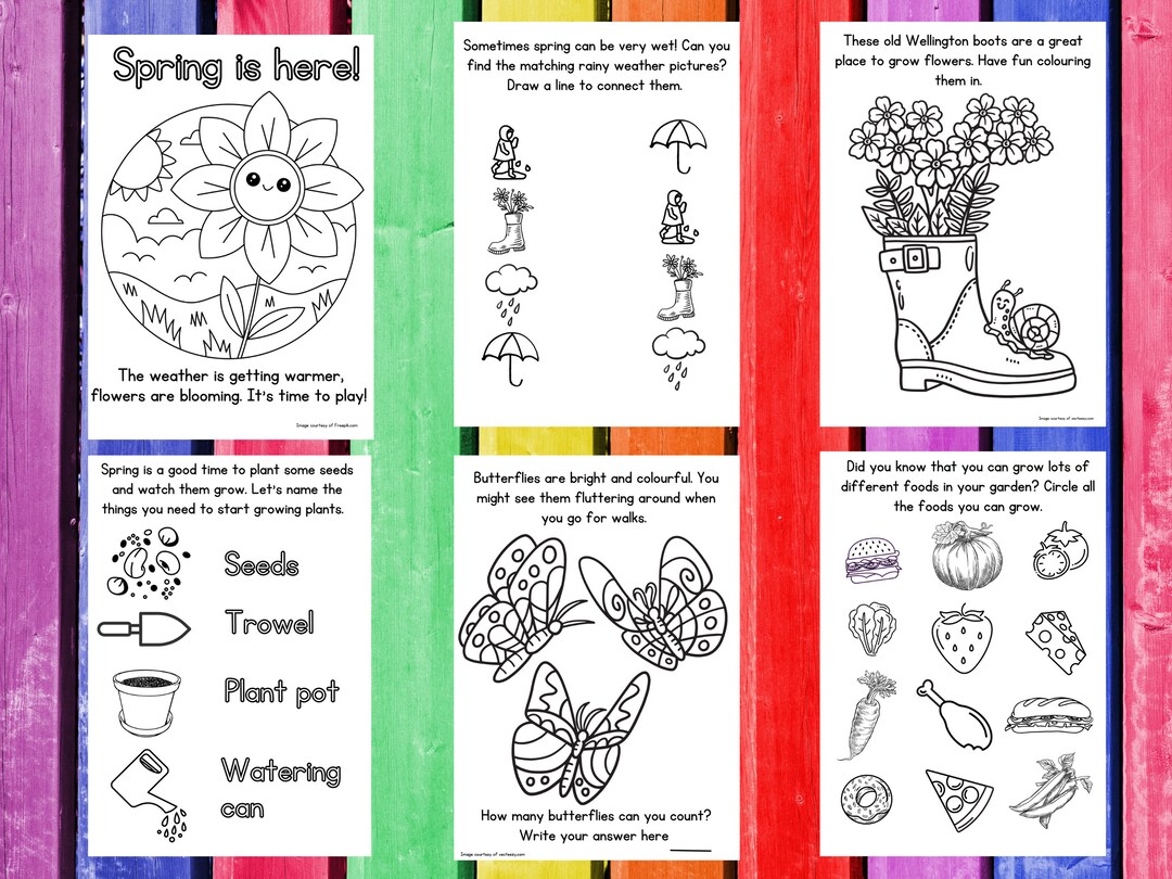 Printable Spring Activity Sheets, UK & US Spellings, Spring Colouring ...