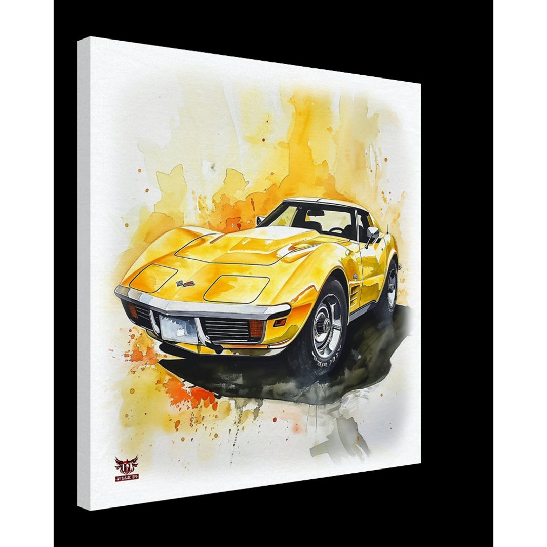 Classic Yellow Corvette Stingray Inspired Canvas Wall Art - Etsy