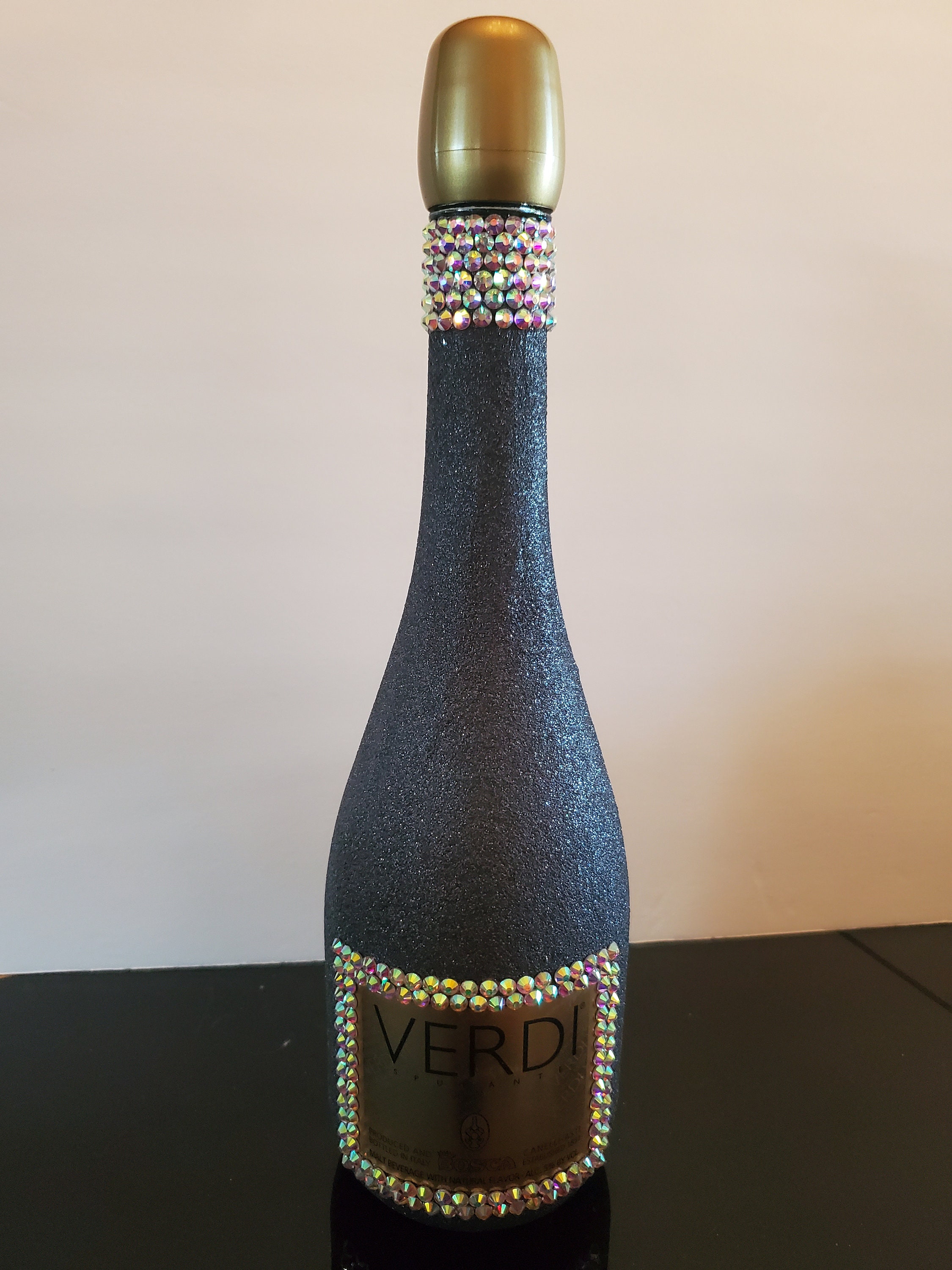 Glittered and Blinged Champagne Bottle - Etsy