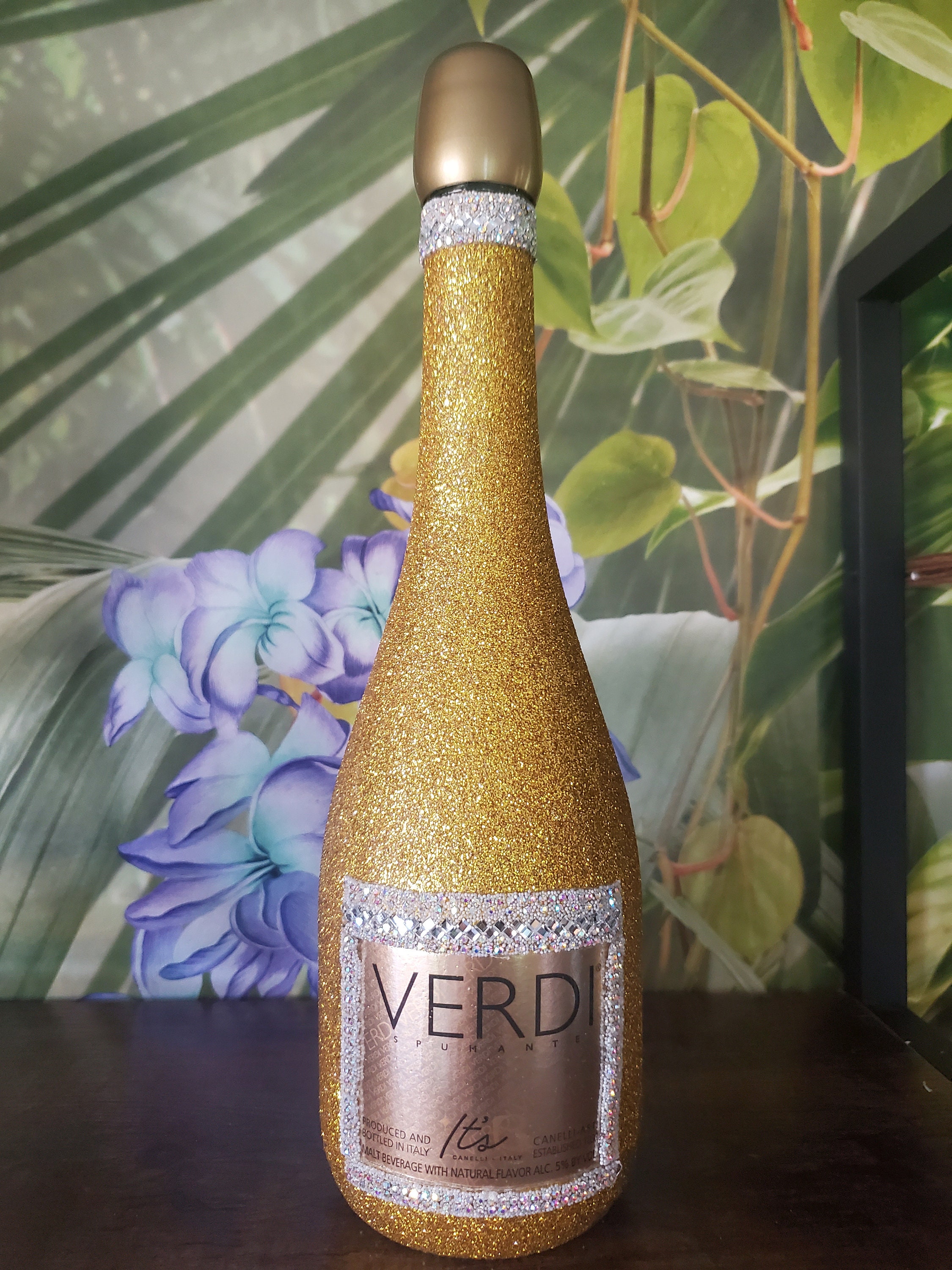 Glittered and Blinged Champagne Bottle - Etsy