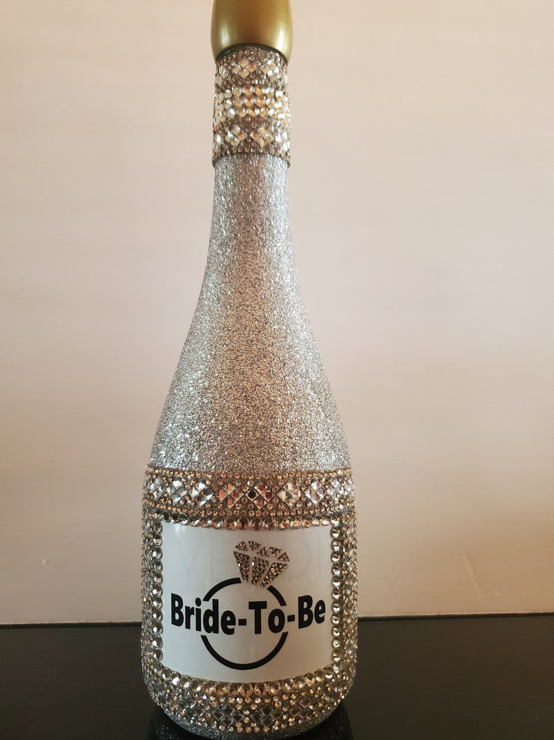 Glittered and Blinged Champagne Bottle - Etsy