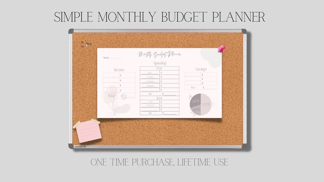 FINANCIAL PLANNER MONTHLY - Printable - 50/30/20 Principle - Expert ...