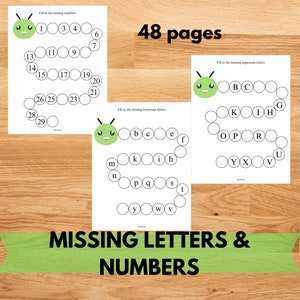Missing Number and Letter Worksheet Printable for Toddlers. Perfect for ...