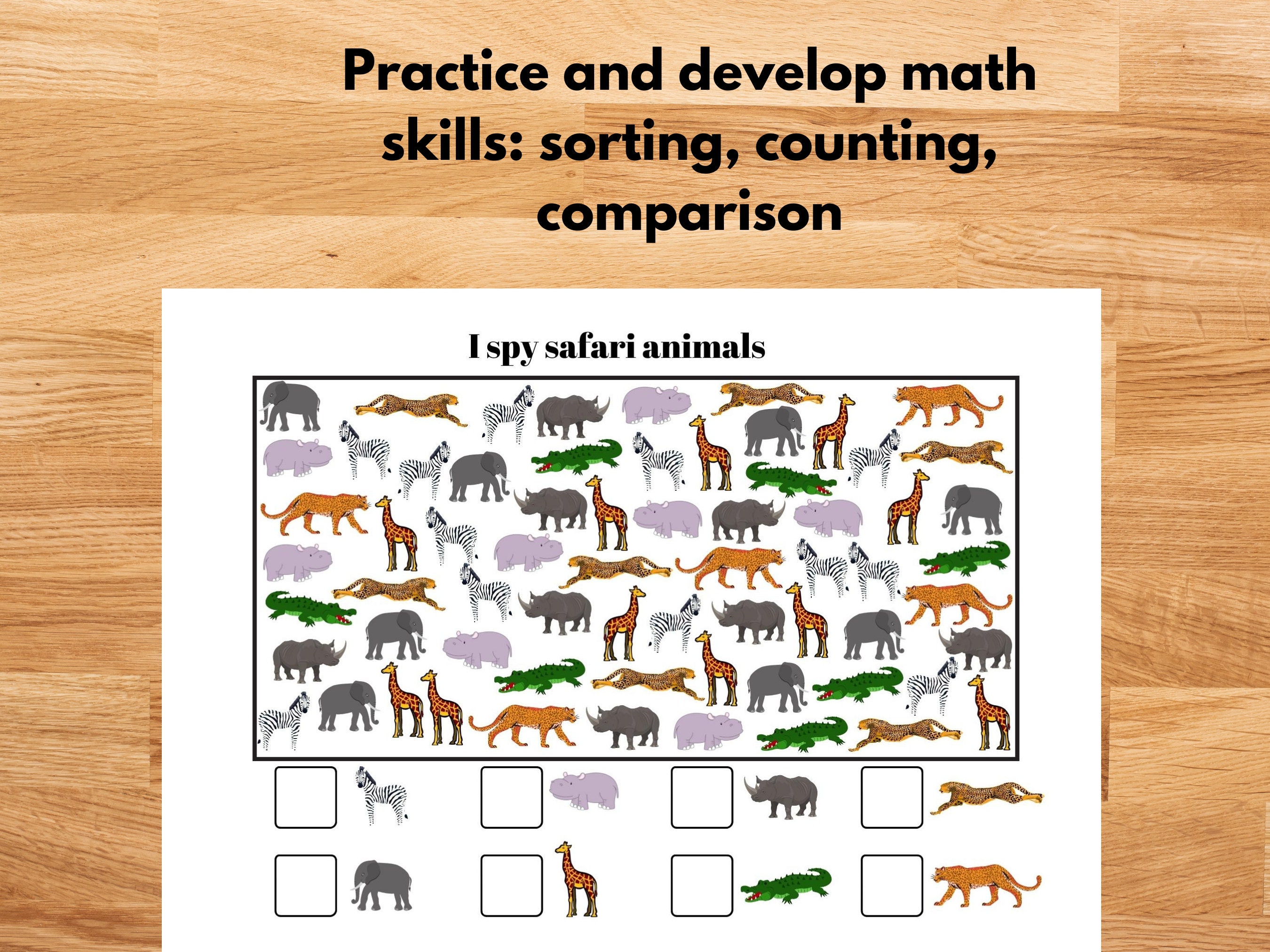 Animal I Spy Printable Game for Toddlers, Counting Math Games, Find and ...