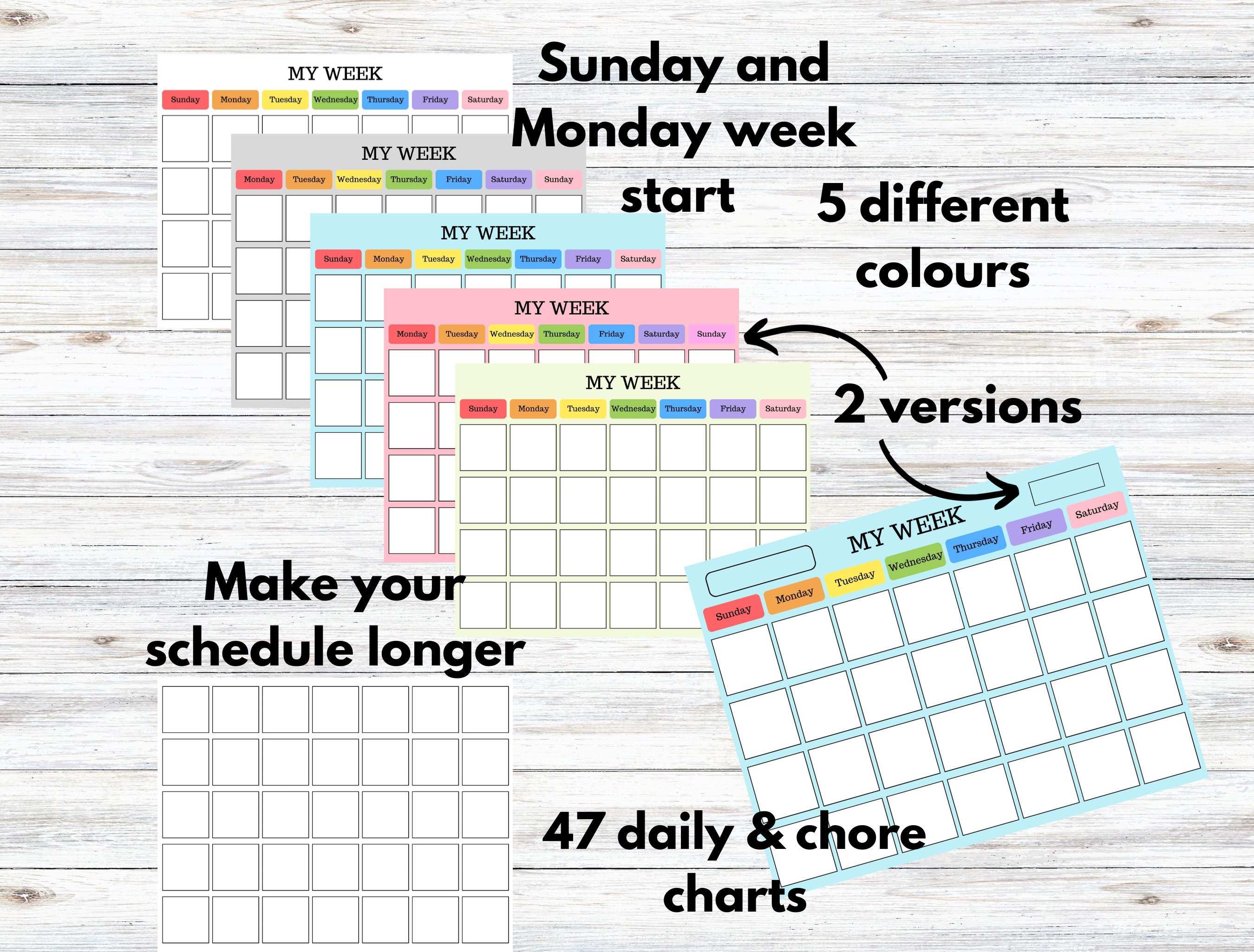 Visual Calendar Daily Routine Chart Editable, Printable Responsibility ...