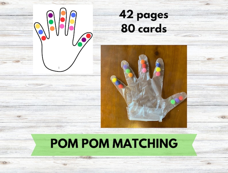 Pom Pom Glove Matching Color Recognition, Fine Motor Skills, Homeschool ...