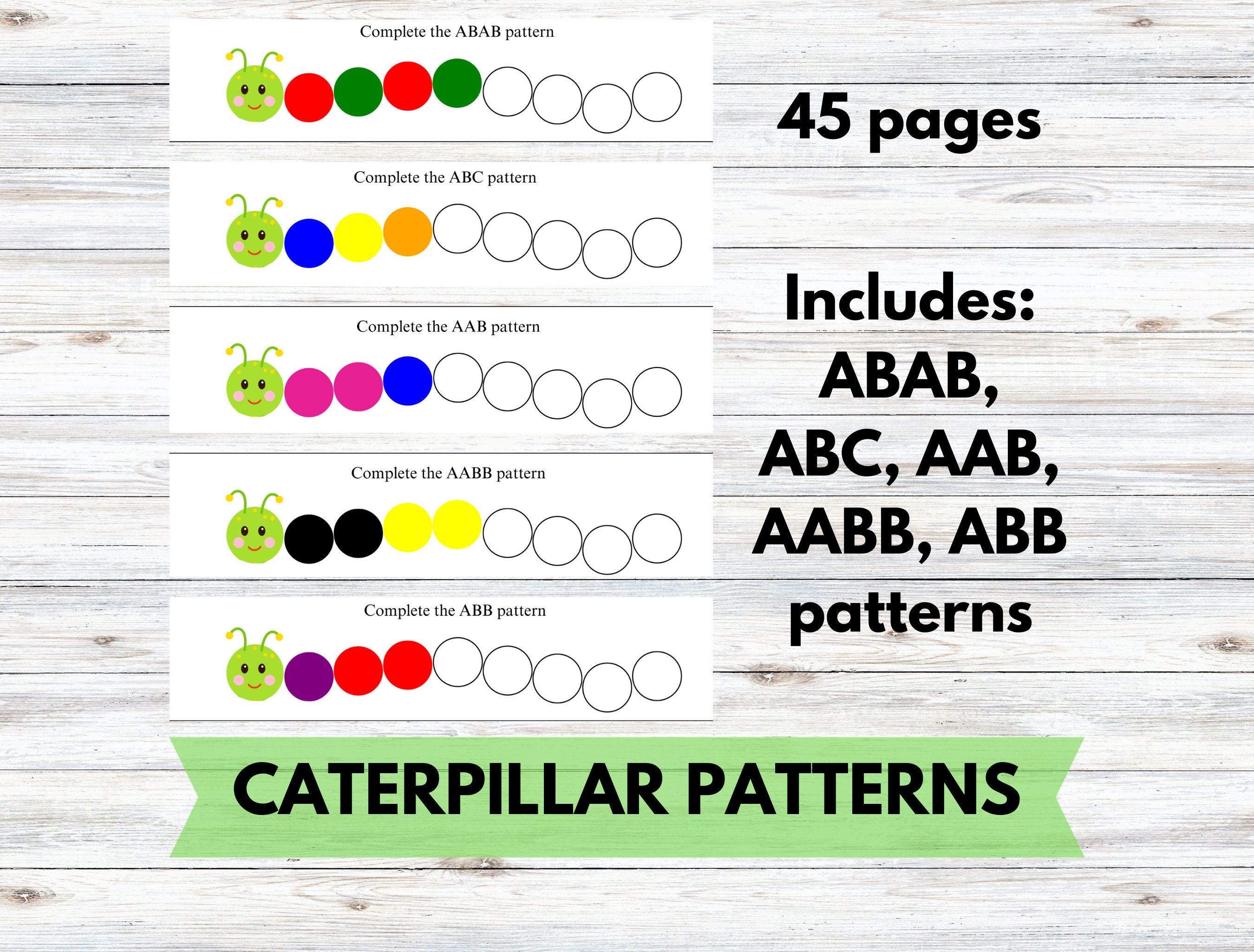 Caterpillar Pom Pom Pattern Printable, Color Matching Game, Fine Motor ...