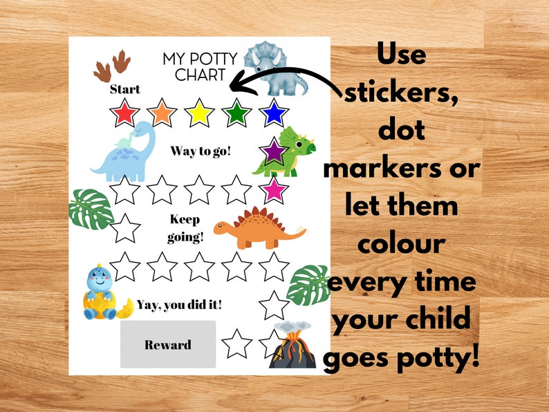 Dinosaur Potty Chart Editable Printable for Toddlers. Custom Boy Poop ...