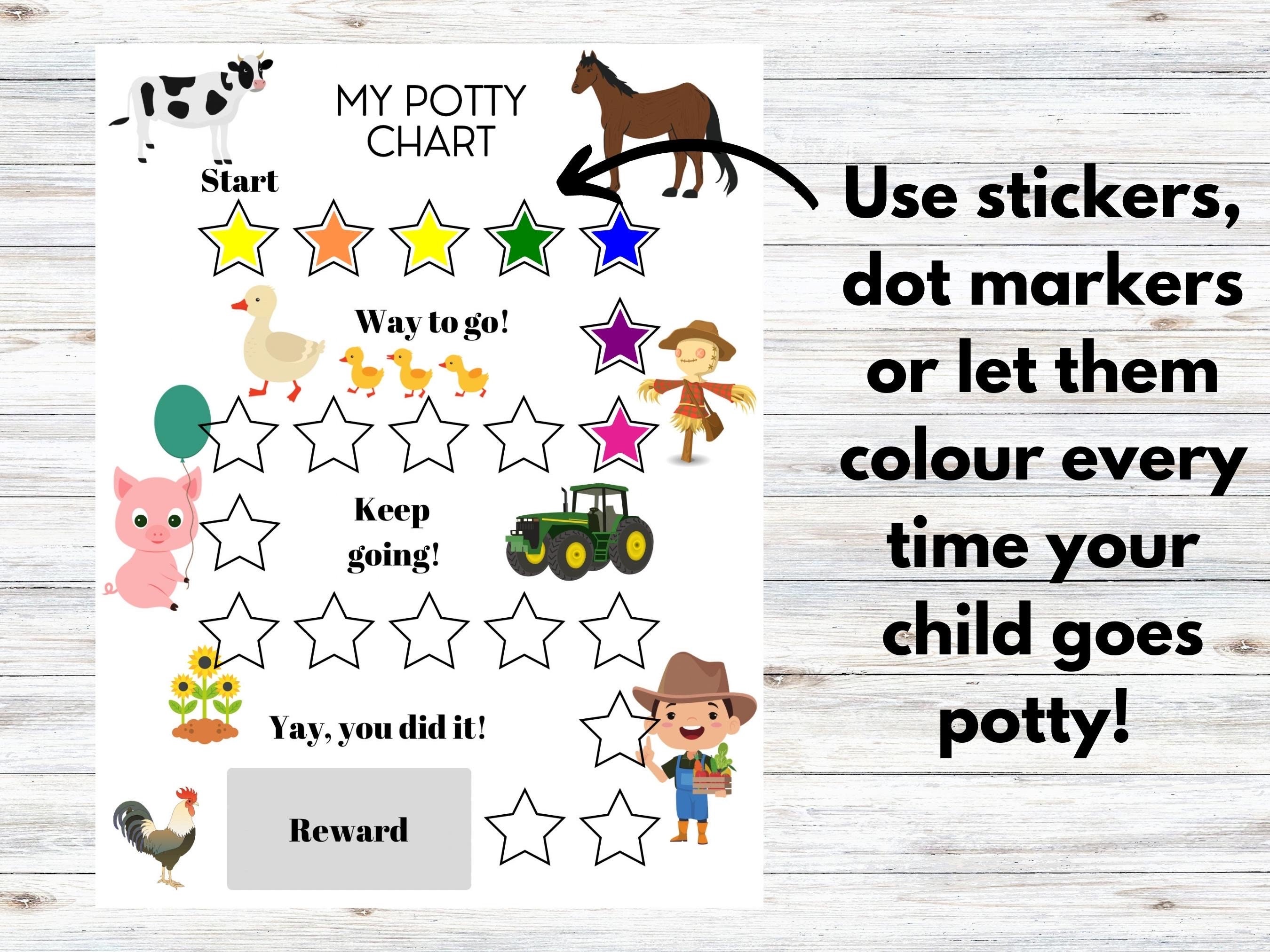 Farm Animal Potty Chart Printable Reward Chart Montessori - Etsy UK