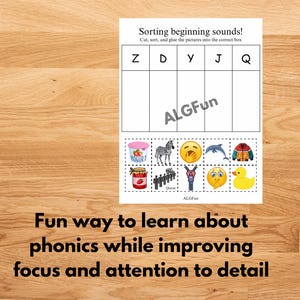 Beginning Sound Cut and Paste, A-Z ABC English Alphabet Phonics ...
