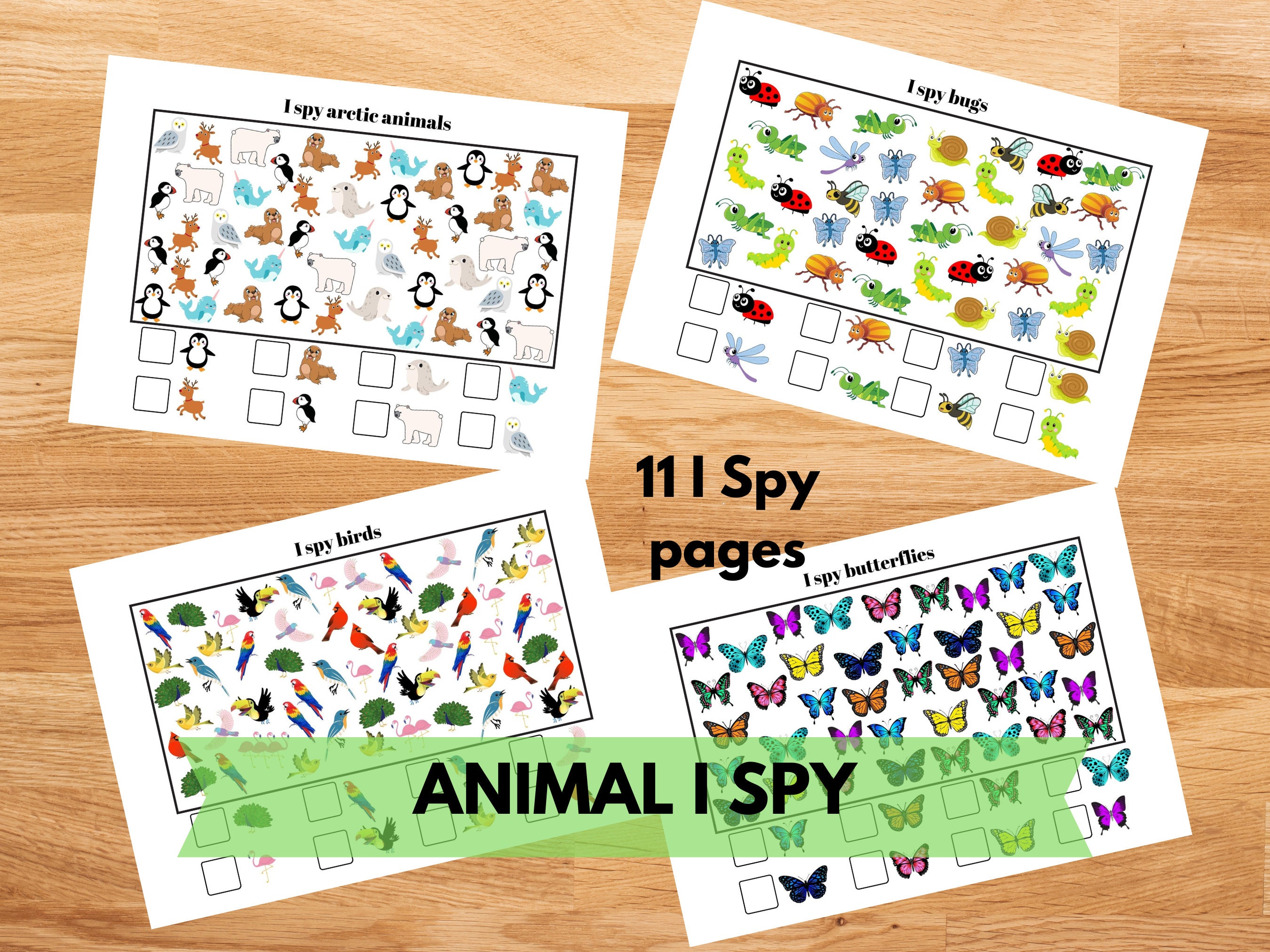 Animal I Spy Printable Game for Toddlers, Counting Math Games, Find and ...
