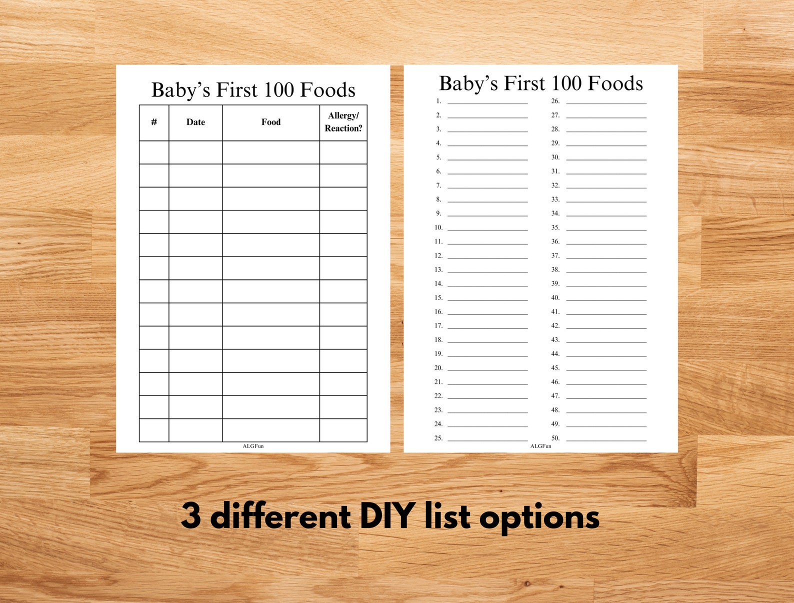 BLW First 100 Foods Checklist Tracker Printable, Infant, Child & Adult ...