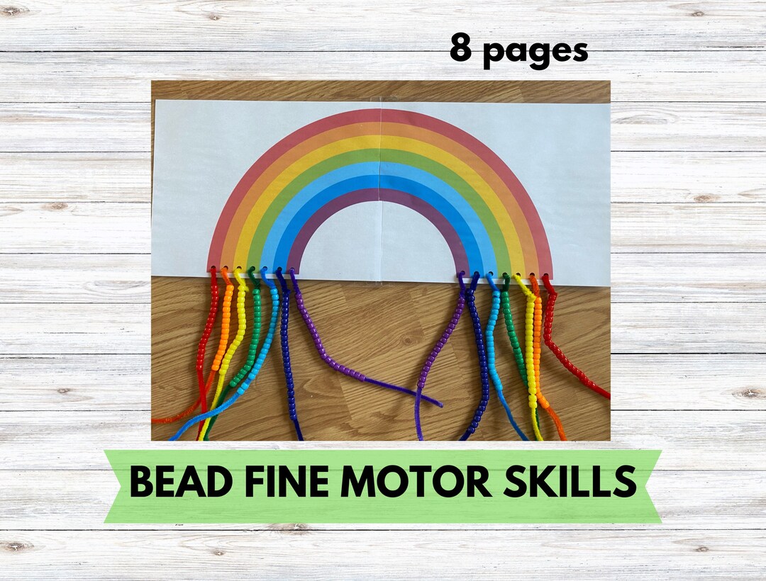 Bead Fine Motor Skills Printable, Pipe Cleaner Bead Sorting, Color ...