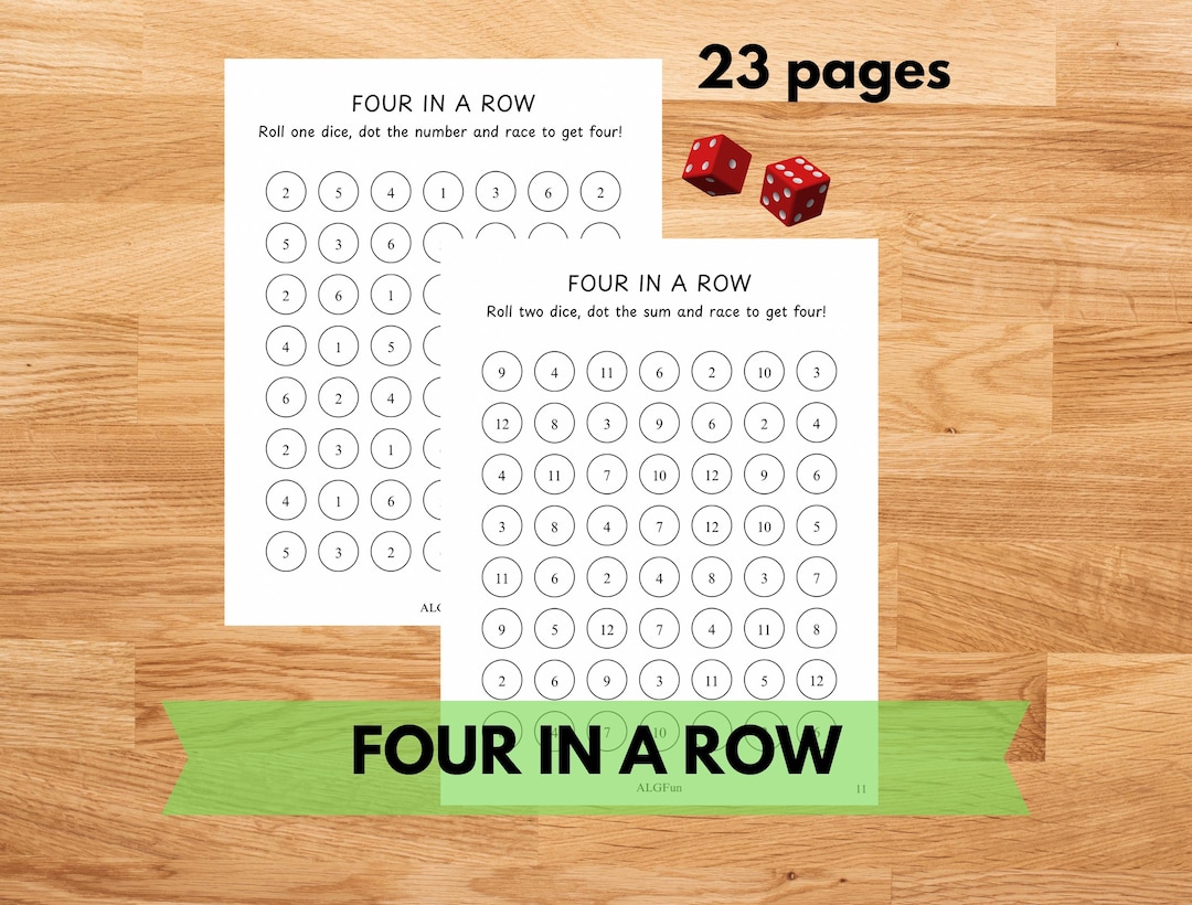 Four in A Row Dice Rolling Game Toddler Printable Activity. Perfect for ...