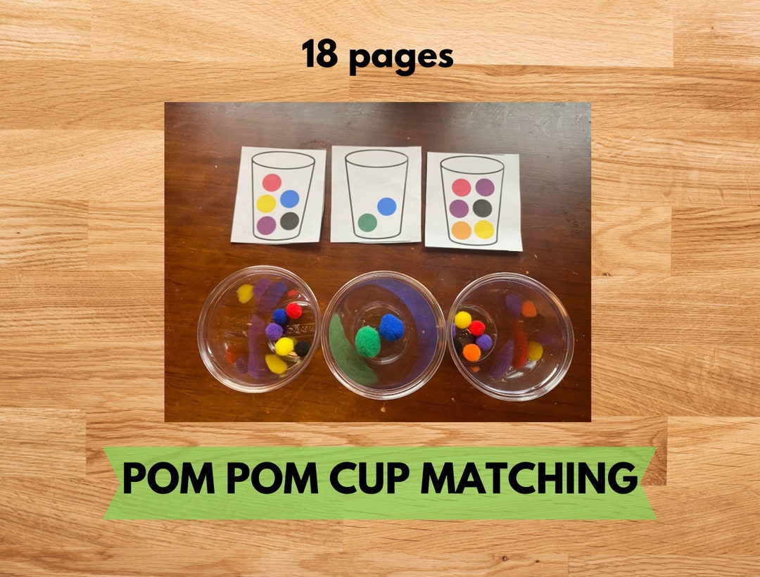 Pom Pom Cup Matching Color Recognition Toddler Printable Activity ...
