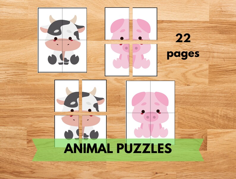 Animal Puzzle Matching Game Printable, Logic Puzzle Brain Teaser ...
