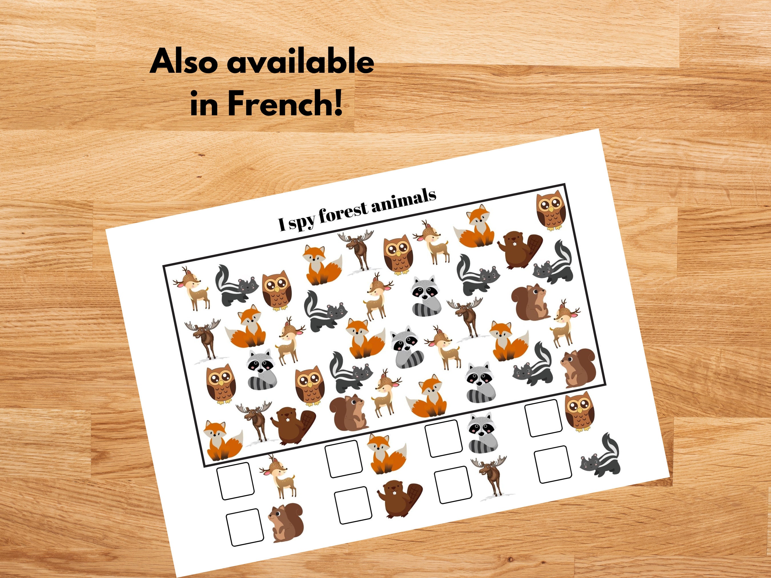 Animal I Spy Printable Game for Toddlers, Counting Math Games, Find and ...