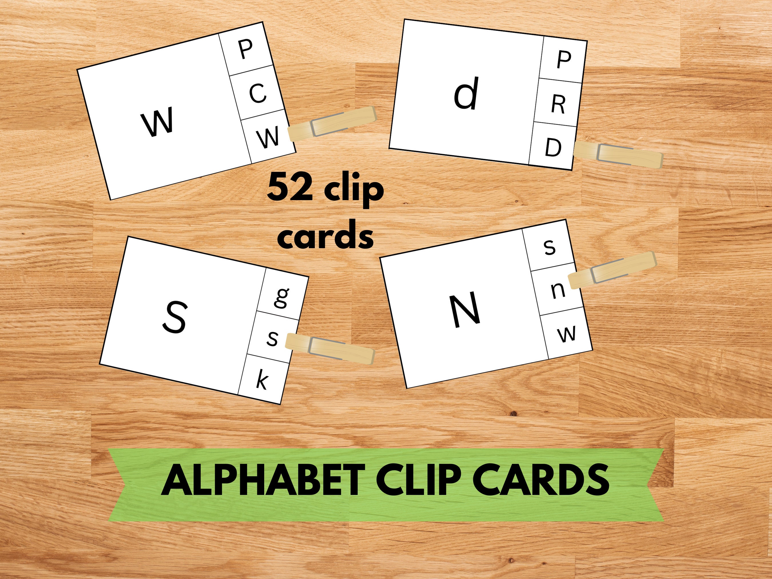 Alphabet ABC Clip Card Toddler Printable, Matching Letter Recognition ...